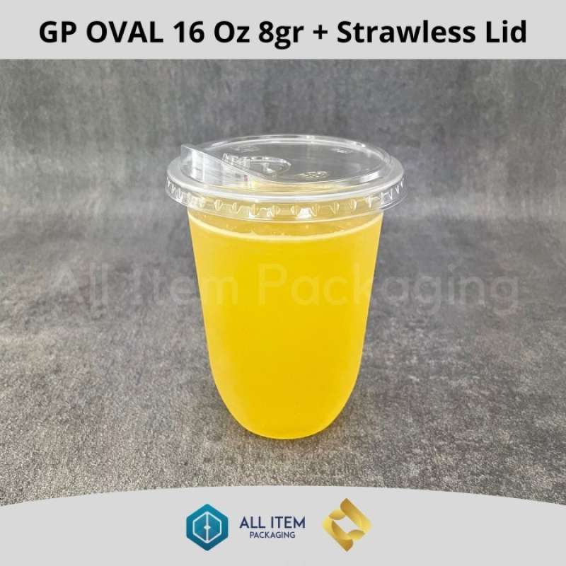 Jual Gelas Plastik Pp Rjm Oval 16 Oz 8gr + Strawless Lid Rjm Imp 50 Pcs ...