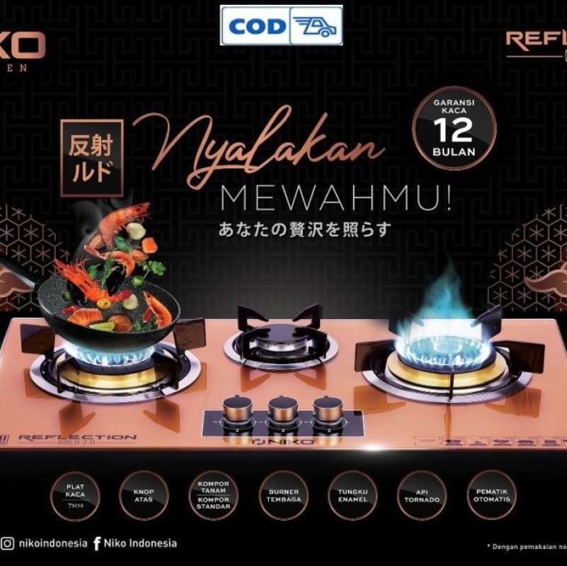 Promo Niko Kompor Gas Rg 30 T Reflection Gold Kaca 3 Tungku Limited ...