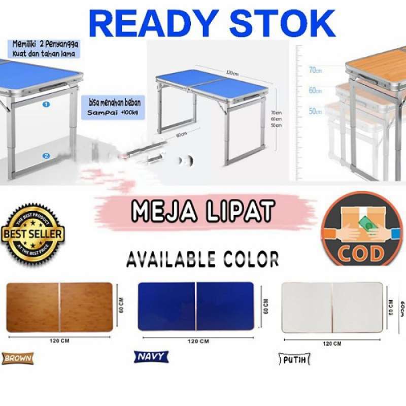 Promo Meja Lipat Koper Hpl Portable Serbaguna 120 Cm/meja Lipat Port ...