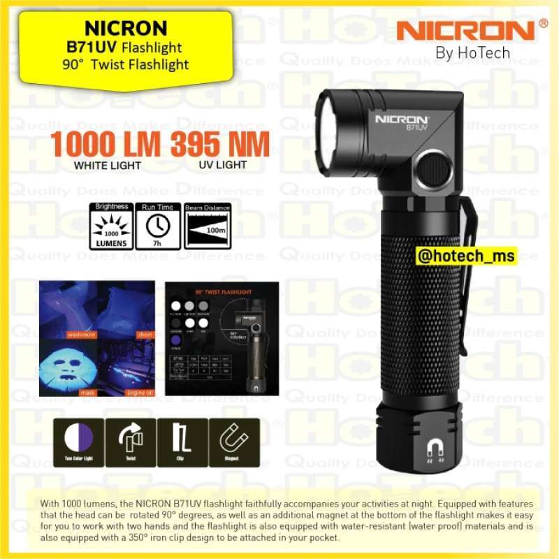 Promo Nicron Flashlight Led 90â° Twist B71uv 1000lm | 7hour | Jarak ...