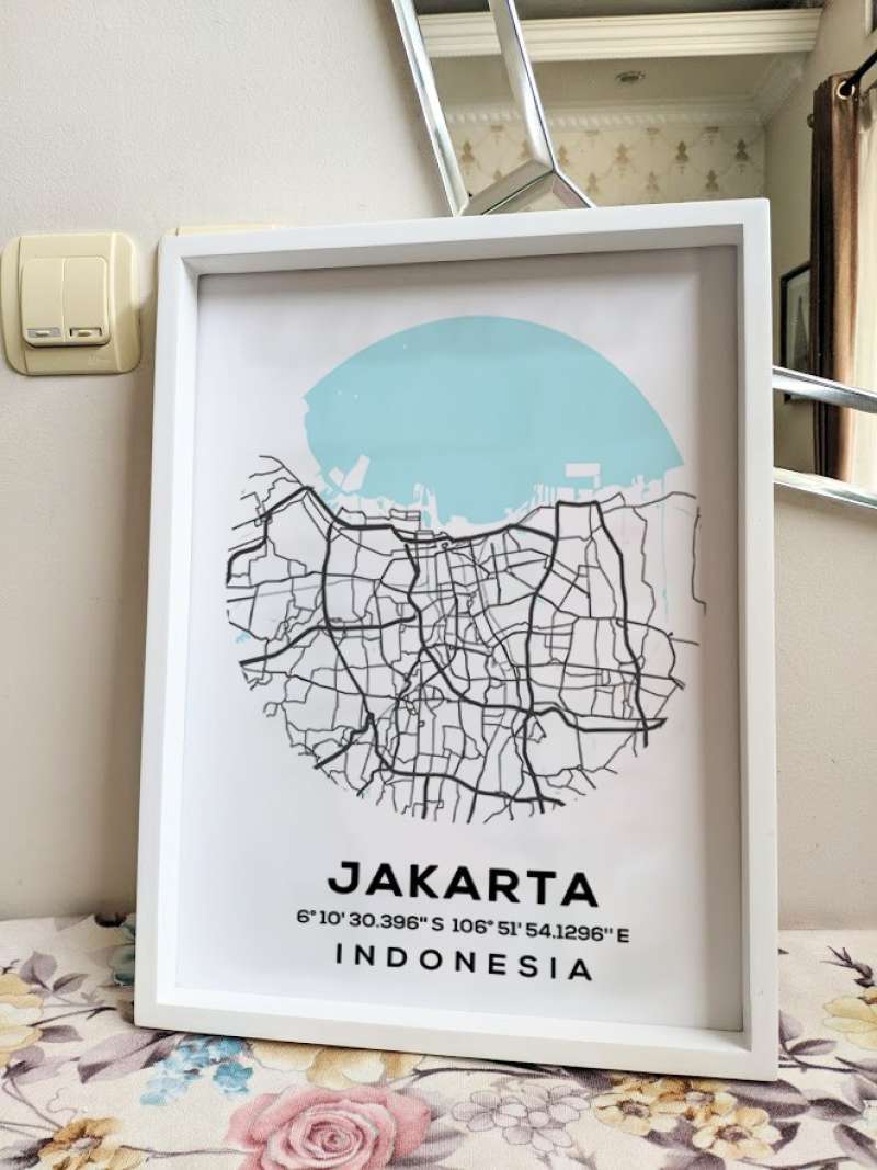 Promo 100% Produk Ori Hiasan Dinding Wooden Poster Lukisan Pajangan Map ...