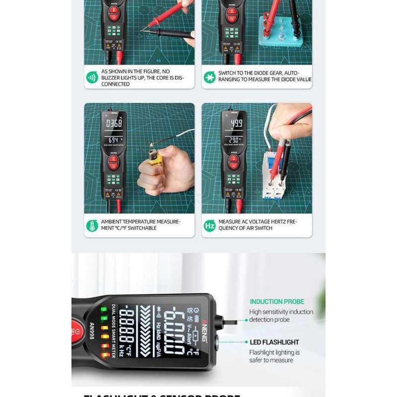 Jual Digital Multimeter Voltage Tester An998 Tespen Listrik Alat Tester ...