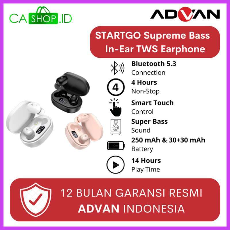 Promo Advan Startgo Ear Supreme Bass Tws Bluetooth Earphone Earbuds ...