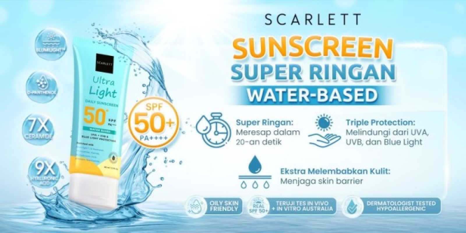 Jual Scarlett Whitening Sunscreen Ultra Light Daily Spf 50+ Pa+++ Scarlet Di Seller Velvet Store ...