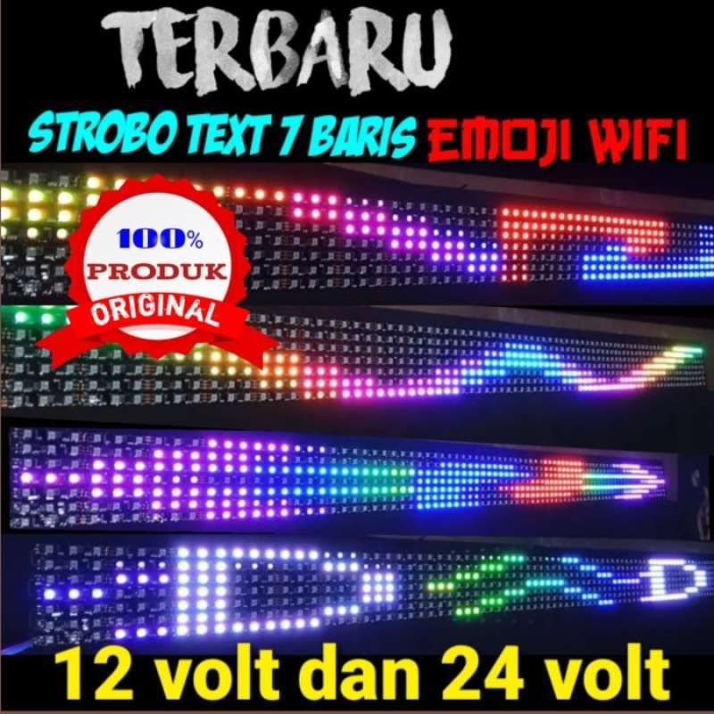 Promo Lampu Led Strip Strobo Kaca Running Text 7 Baris Bisa Ganti Text ...