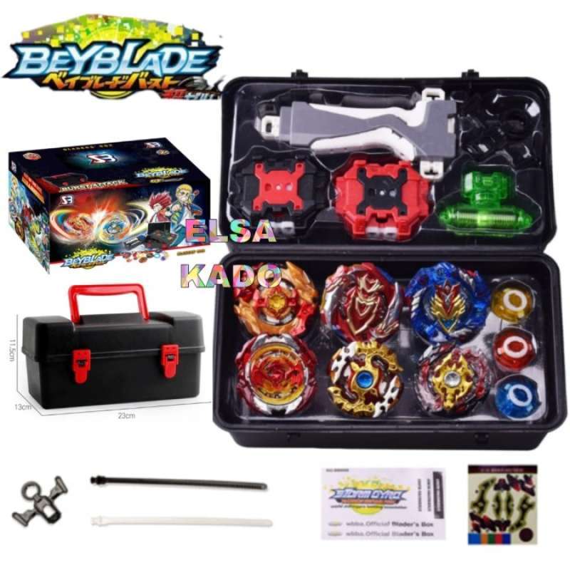 Promo Mainan Gangsing Beyblade Portable Box 6 In 1 Gasing Launcher ...