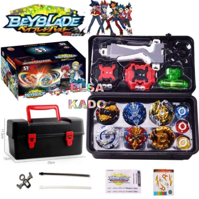 Promo Mainan Gangsing Beyblade Portable Box 6 In 1 Gasing Launcher ...