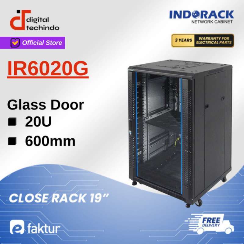 Jual Ir6020g Close Rack 20u Indorack Depth 600mm Glass Door Rak Server ...