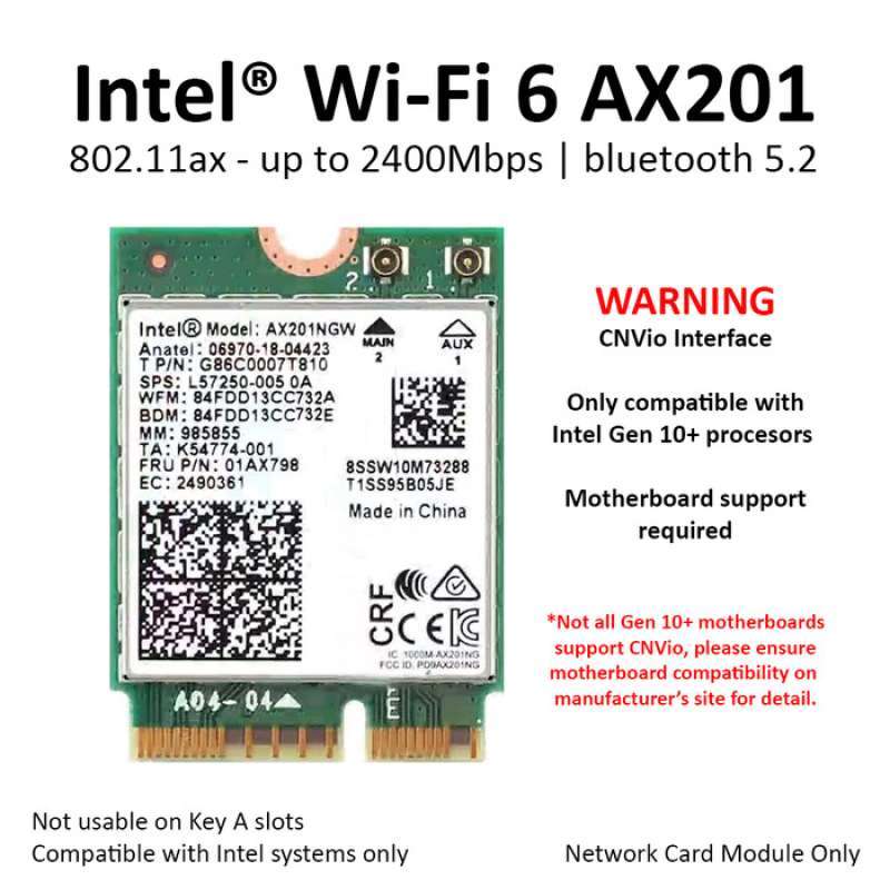 Jual Intel Wifi 6 Ax201 Wireless Card Bluetooth 5 Ax M.2 Ngff Ax201ngw ...