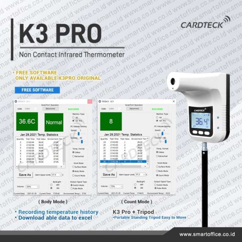 Promo K3 Pro Infrared Thermometer Komplit Standing Tripod Charger & Software Diskon 33% Di ...
