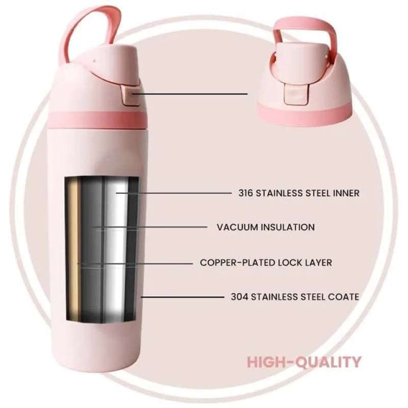 Promo Tumbler Botol 20 Oz/600ml Sus 316 Stainless Anti Tumpah Tahan Panas & Dingin ( Owala Dupe ...