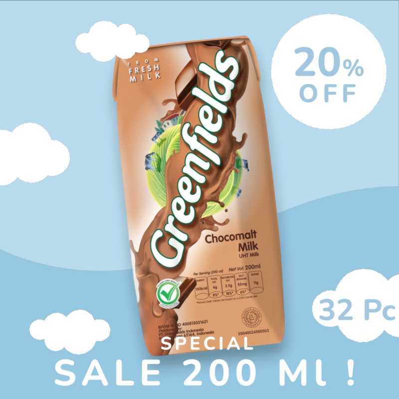 Promo Susu Uht Greenfields 200 Ml Coklat (32pcs/1 Dus) From Fresh Milk ...