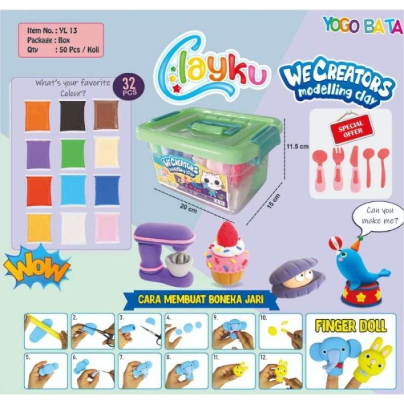 Jual Isi 32 Clay Magic Clay Dough Mainan Anak Edukasi Isi 32 Pcs Murah ...