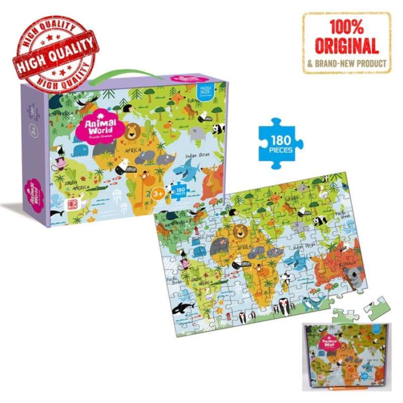 Jual Mainan Anak Puzzle 180 Pcs The World Map Puzzle Games Peta Dunia ...