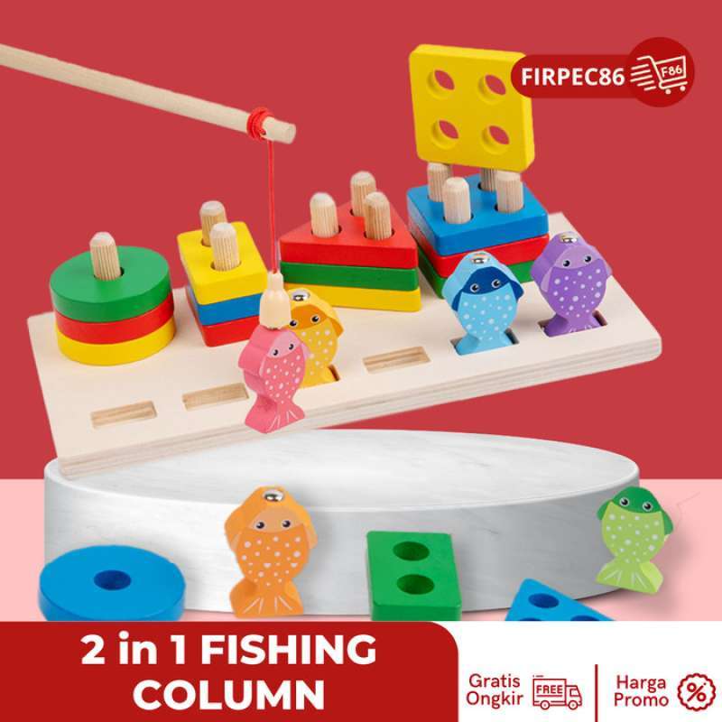 Jual Mainan Edukasi Anak Four Column Tower Edu Wooden Toys Menara Pu ...