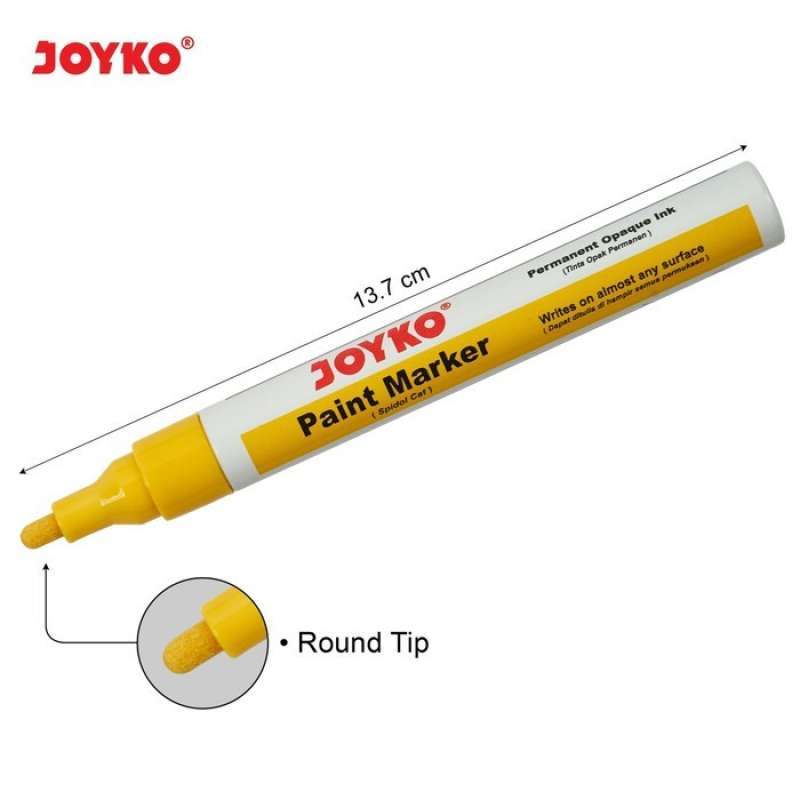 Jual Paint Marker Spidol Cat Permanent Joyko Ptm-41 Kuning Yellow Round ...