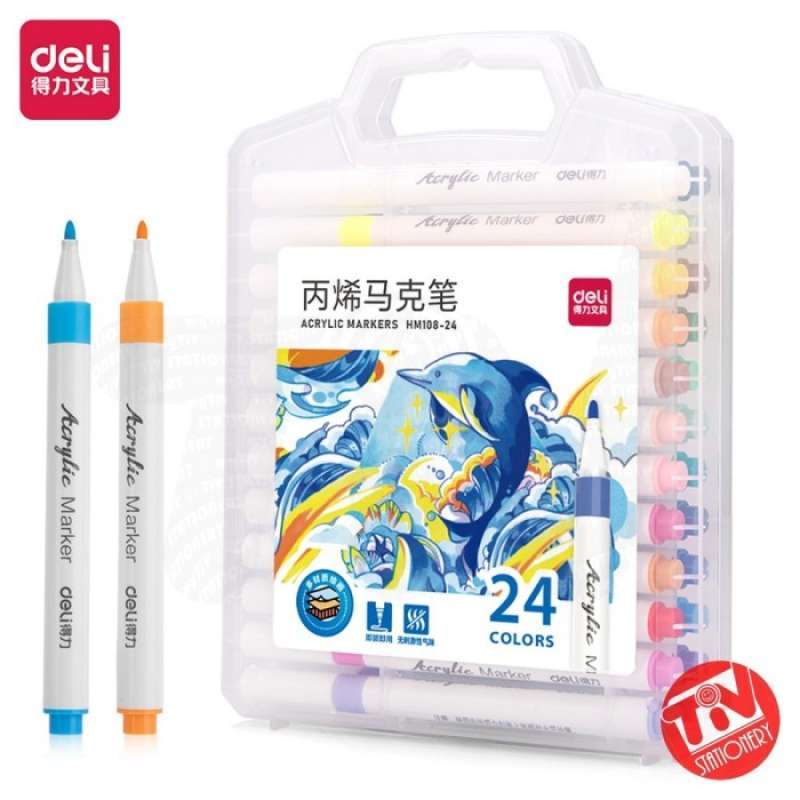 Jual Spidol Deli Permanent Acrylic Marker Set 24 Colors Di Seller ...