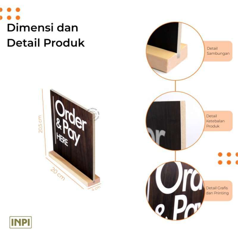 Promo Penanda Meja Order And Pay Here - Sign System - Front Desk Sign ...