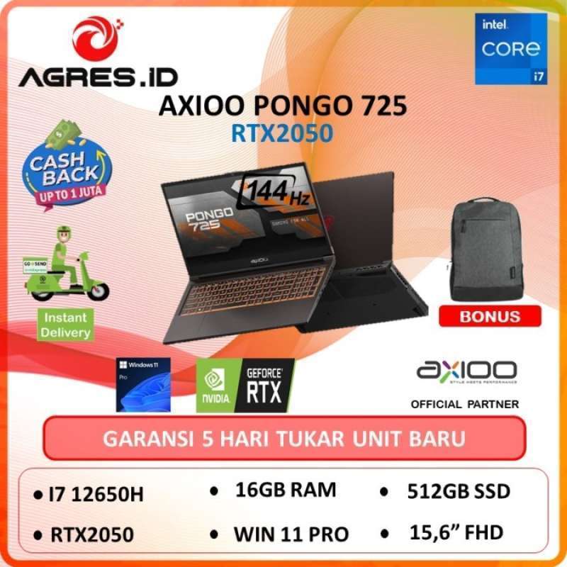 Promo Axioo Pongo 725 I7 12650h Rtx2050 16gb 512gb Ssd W11pro 15.6fhd ...