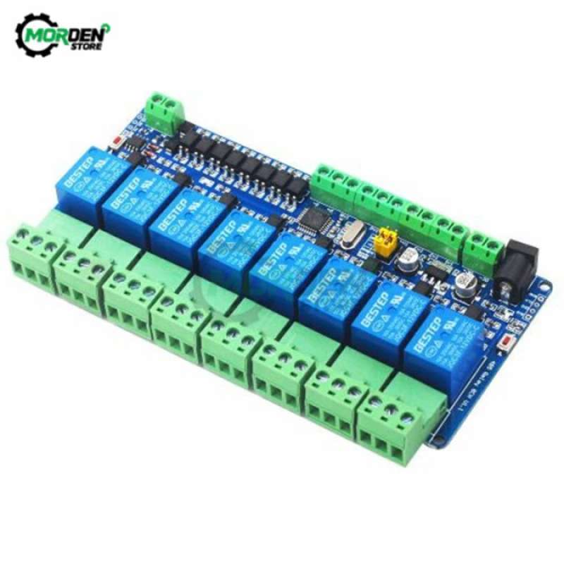 Promo Modbus Rtu Rs485 Relay Module 5v 12v 1 2 4 8 Channel Ttl Communication - 1 Channel, 5v ...