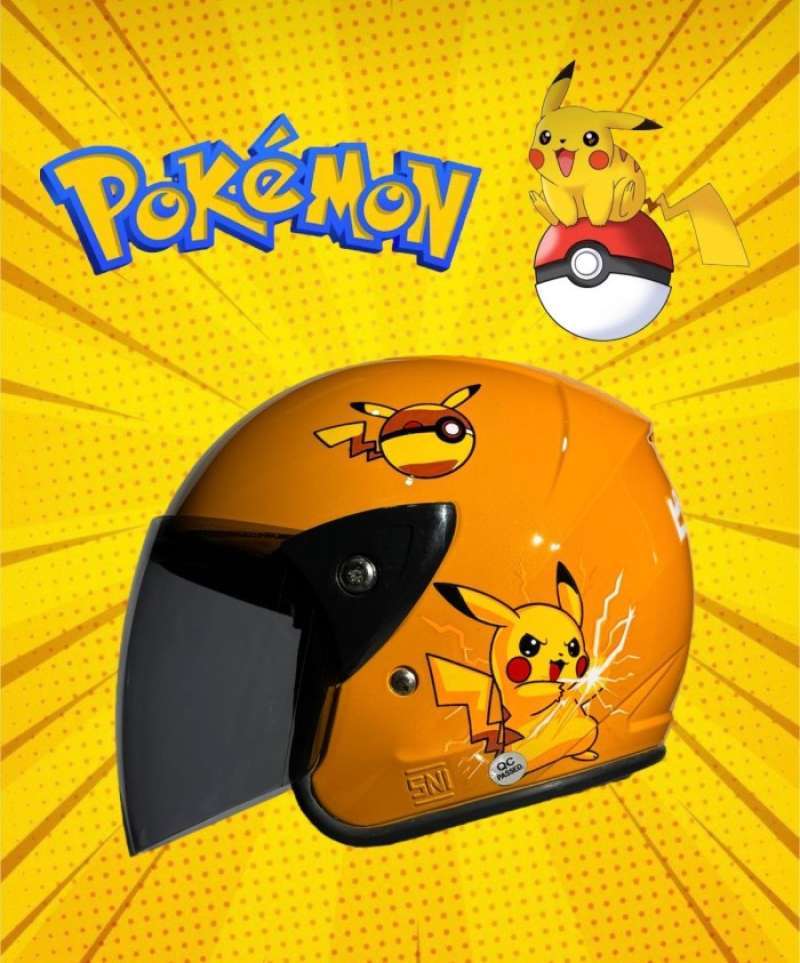 Jual Helm Anak Junior Karakter Pikachu Pokemon - M Pikachu Kuning Di ...