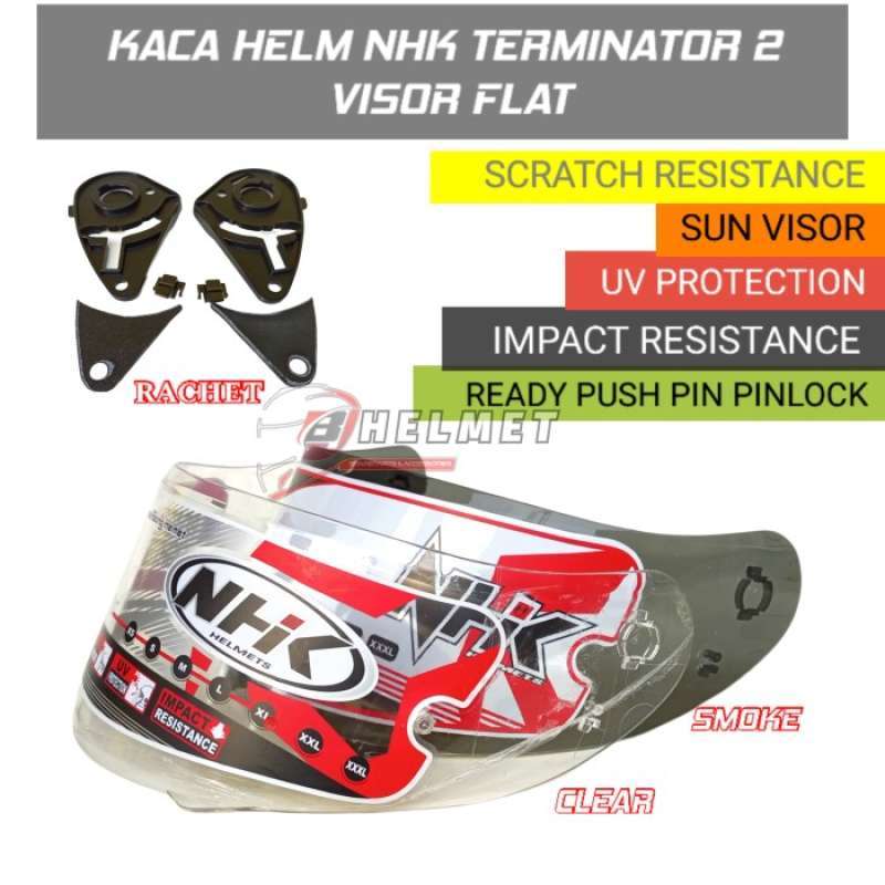 Jual Kaca Helm Nhk Terminator Original Flat Visor Clear Hitam Smoke ...