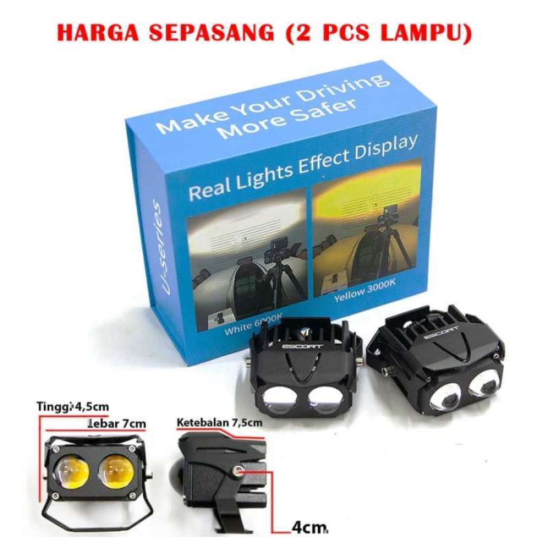 Promo Escort Lampu Projie 2 Mata Led Lampu Tembak Dual Mini Projie U
