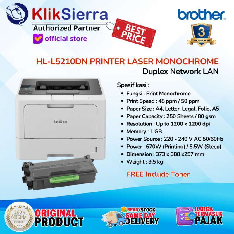 Jual Brother Hl-l5210dn Printer Laser Monochrome Duplex Network Lan ...