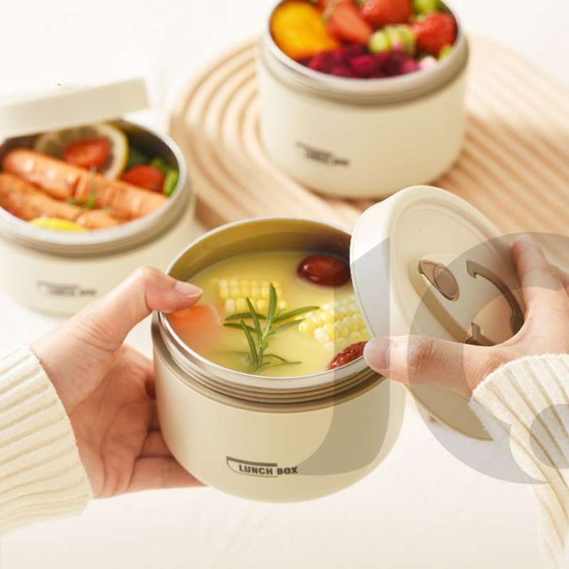 Jual Rantang Kotak Makan Lunch Box Bulat Stainless Steel Anti Bocor R46 ...