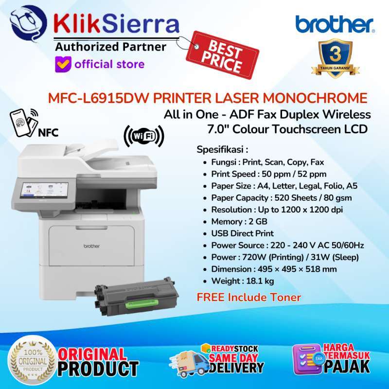 Jual Brother Mfc-l6915dw Printer All In One Laser Monochrome Wireless ...