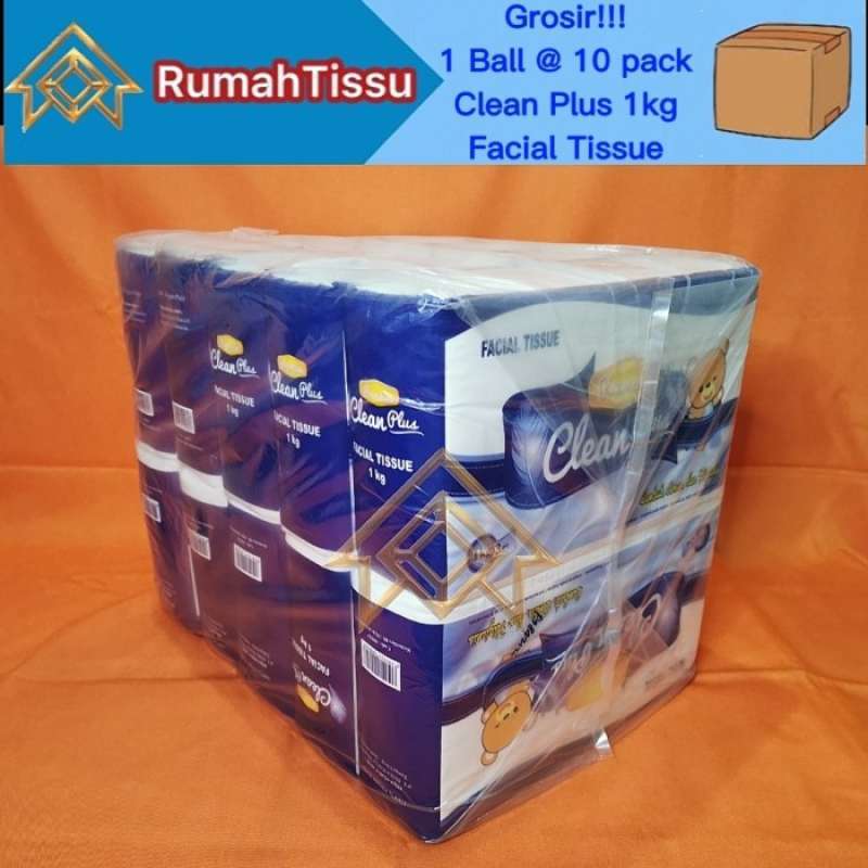 Promo Premium Tisu Clean Plus Facial Tissue 1 Ball @ 10 Pack 1kg 2ply ...
