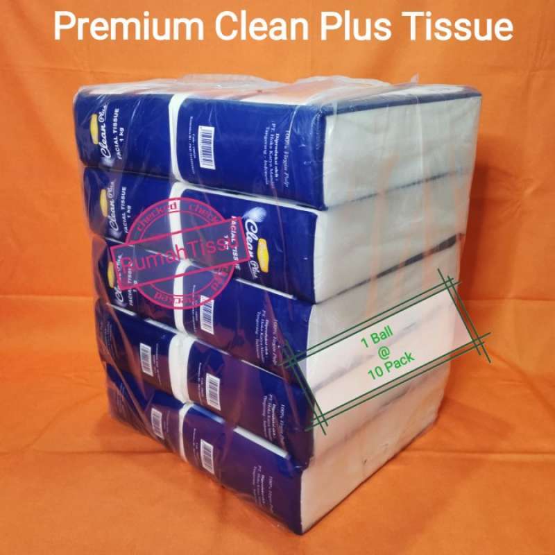 Promo Premium Tisu Clean Plus Facial Tissue 1 Ball @ 10 Pack 1kg 2ply ...