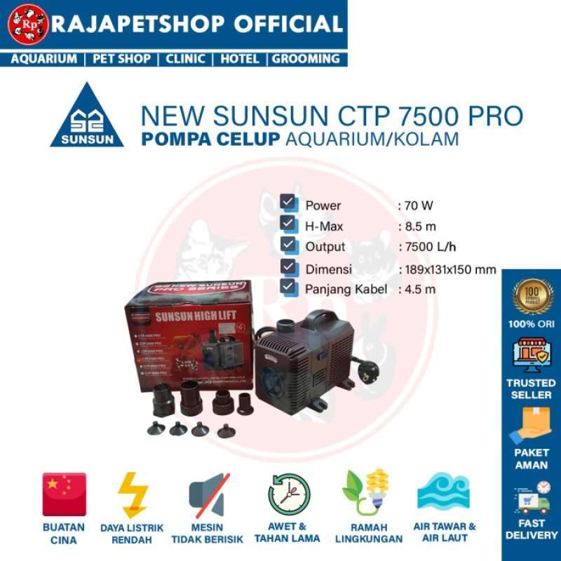 Jual New Sunsun Ctp 4500/5500/6500/7500 Pro Pompa Celup Kolam Aquarium ...