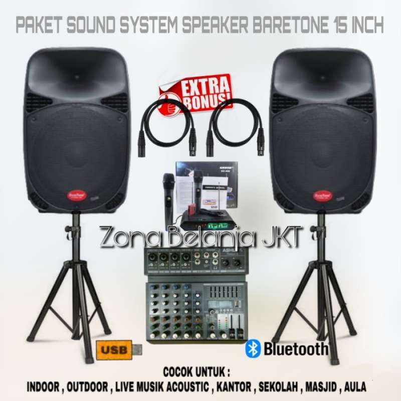 Promo Paket Sound System Indoor Outdoor Speaker Aktif 15 Inch Baretone ...