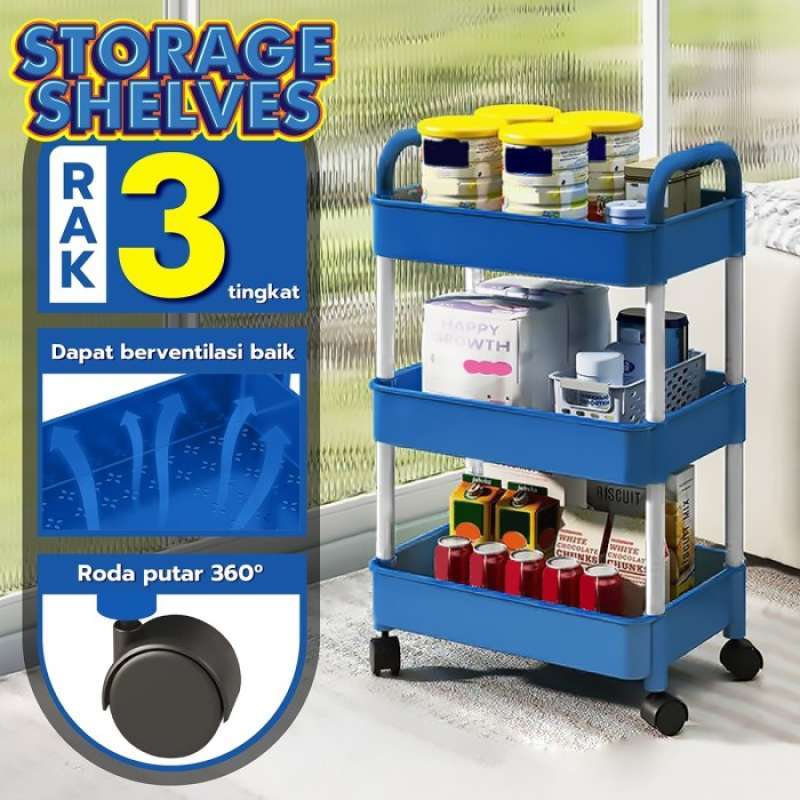 Jual Bg Rak Troli Susun Penyimpanan Serbaguna - White 5 Tingkat Di ...