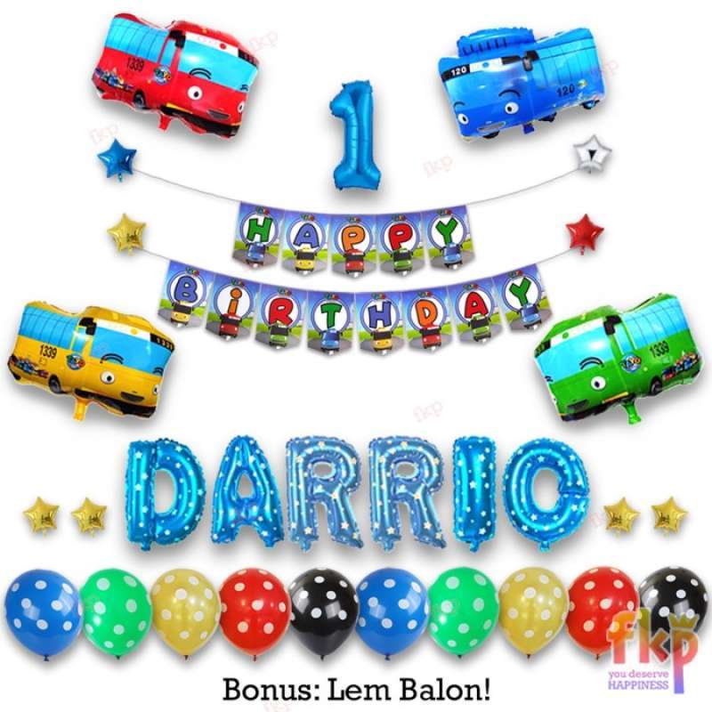 Promo Paket Dekorasi Balon Tayo The Little Bus / Dekor Set Ulang Tahun ...