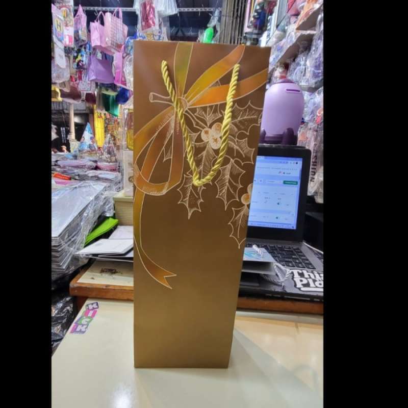 Jual Paper Bag Tas Kertas Botol Wine Paperbag Natal 35x11 (1 Lusin) Isi ...