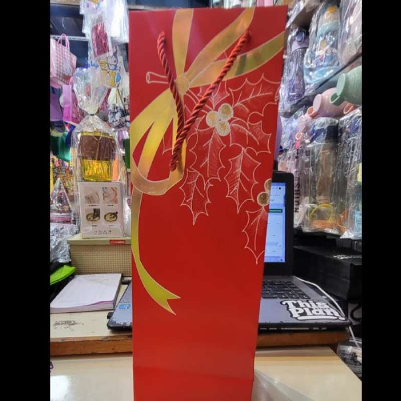 Jual Paper Bag Tas Kertas Botol Wine Paperbag Natal 35x11 (1 Lusin) Isi ...
