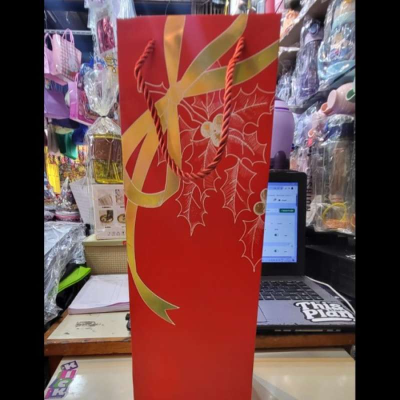 Jual Paper Bag Tas Kertas Botol Wine Paperbag Natal 35x11 (1 Lusin) Isi ...