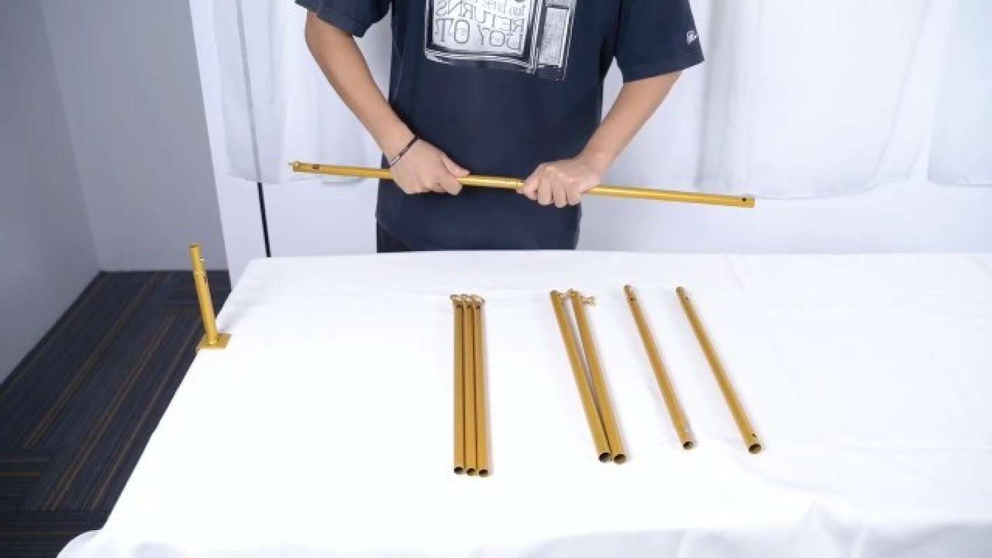 Jual Adjustable Over The Table Rod Stand With Clamps, Gold Metal Di ...