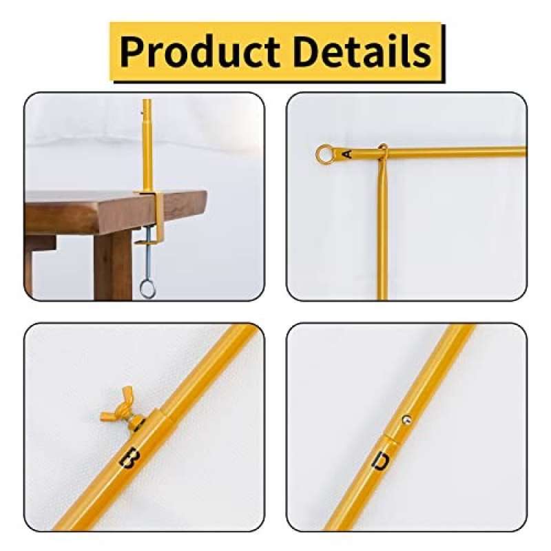 Jual Adjustable Over The Table Rod Stand With Clamps, Gold Metal Di ...