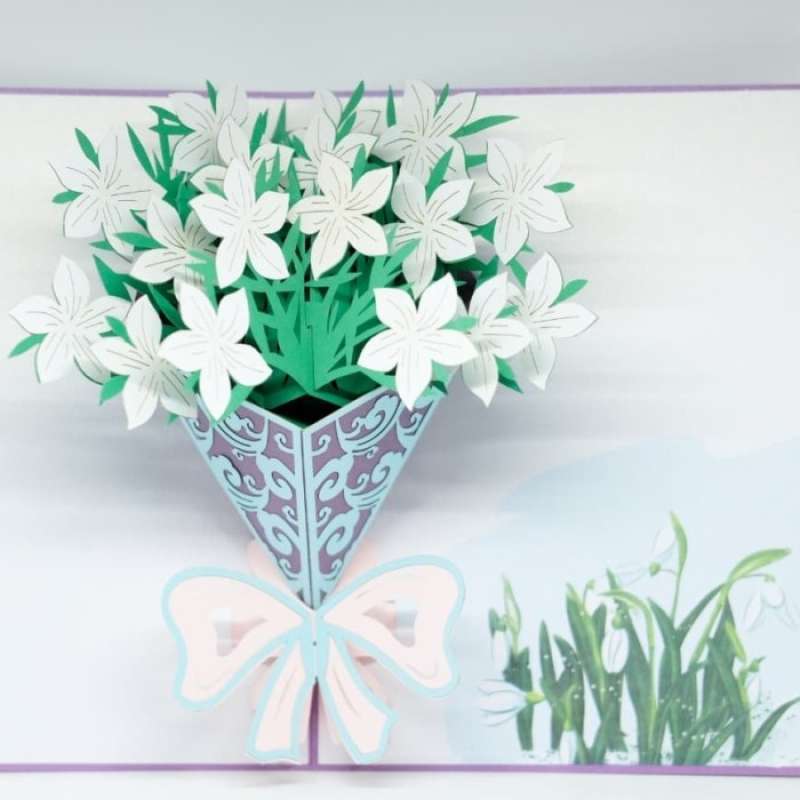 Jual Pop Up Card Buket Bunga 3d- Flower Bouquet Kartu Ucapan Unik ...
