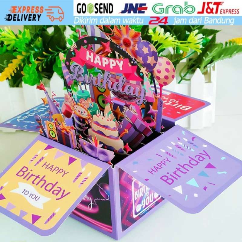 Jual 3d Pop Up Happy Birthday Card Box Kartu Ucapan Ulang Tahun Lucu ...