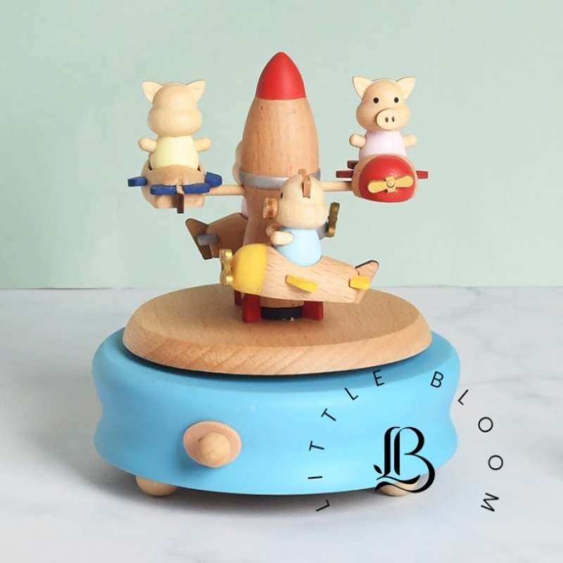 Jual Premium Wooden Music Box/ Kotak Musik/ Hadiah - Flying Pig Di ...
