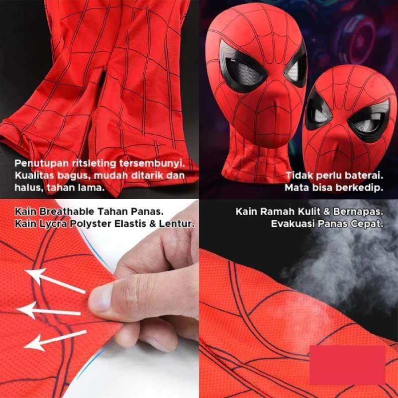 Jual Aksesoris Topeng Superhero Spider Man Kedip Cosplay Mask Kostum ...