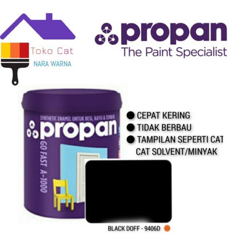 Jual Propan Cat Besi & Kayu Waterbase Go-fast A 1000 Black Doff -1kg Di ...