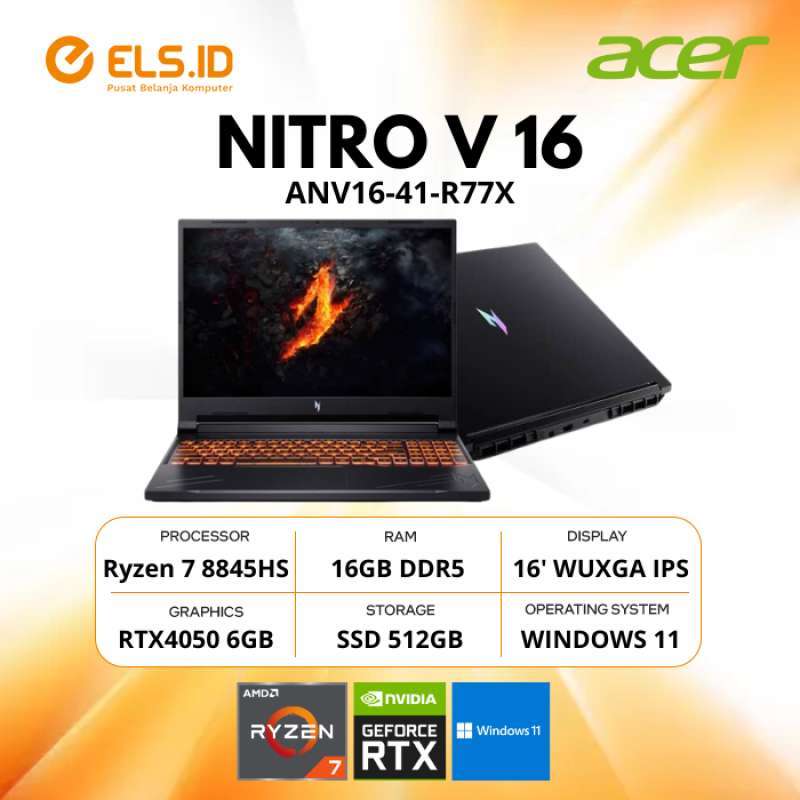 Promo Acer Nitro V 16 Anv16-41 Ryzen 7-8845hs 16gb Ssd 512gb Rtx4050 16 Wuxga Diskon 3% Di ...