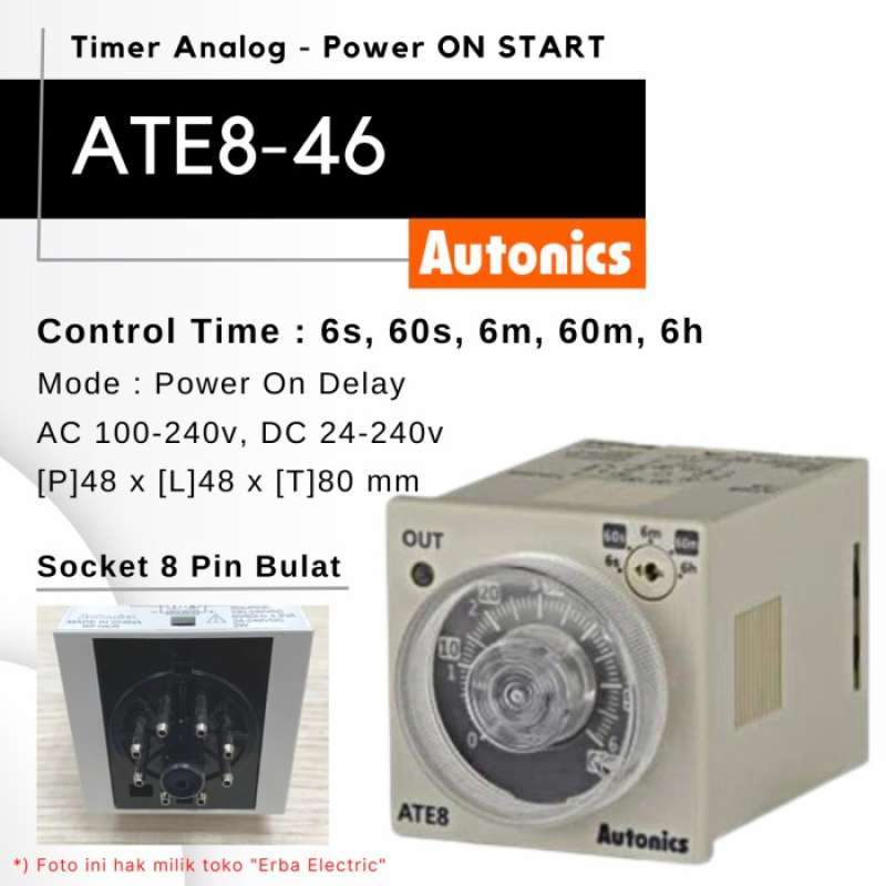 Jual Autonics Ate8-46 220vac 24vdc Timer Analog At8n Simple Resmi ...