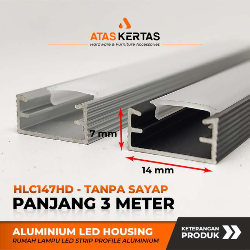 Jual Rumah Lampu Led Strip 3 M / Housing Kap Rel Lis Profile Led Strip ...