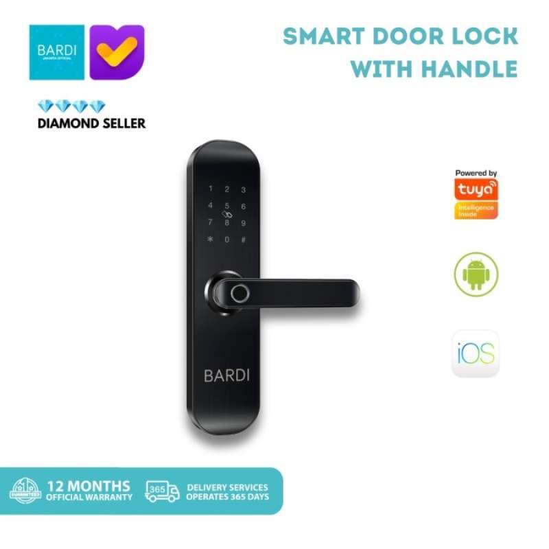 Jual Bardi Smart Home Door Lock Handle Rfid Fingerprint Waterproof Ip54 ...